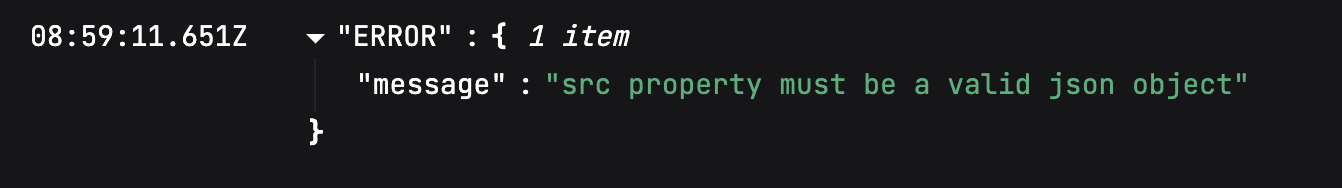 Console: invocation response ERROR src property must be a valid json object · Issue #1202 · sst ...