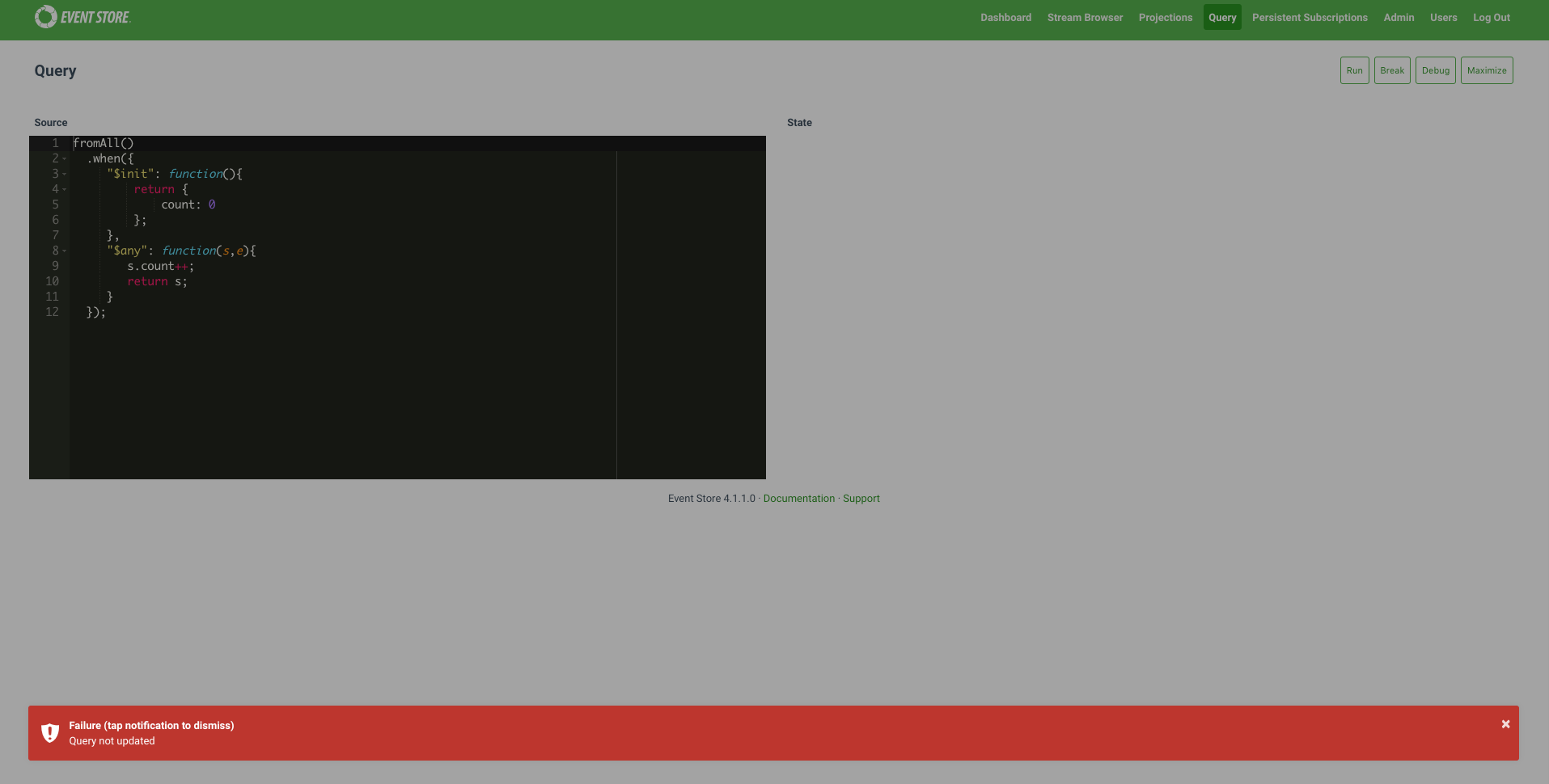 Query Not Work In Version 4110 · Issue 197 · Eventstoreeventstoreui · Github