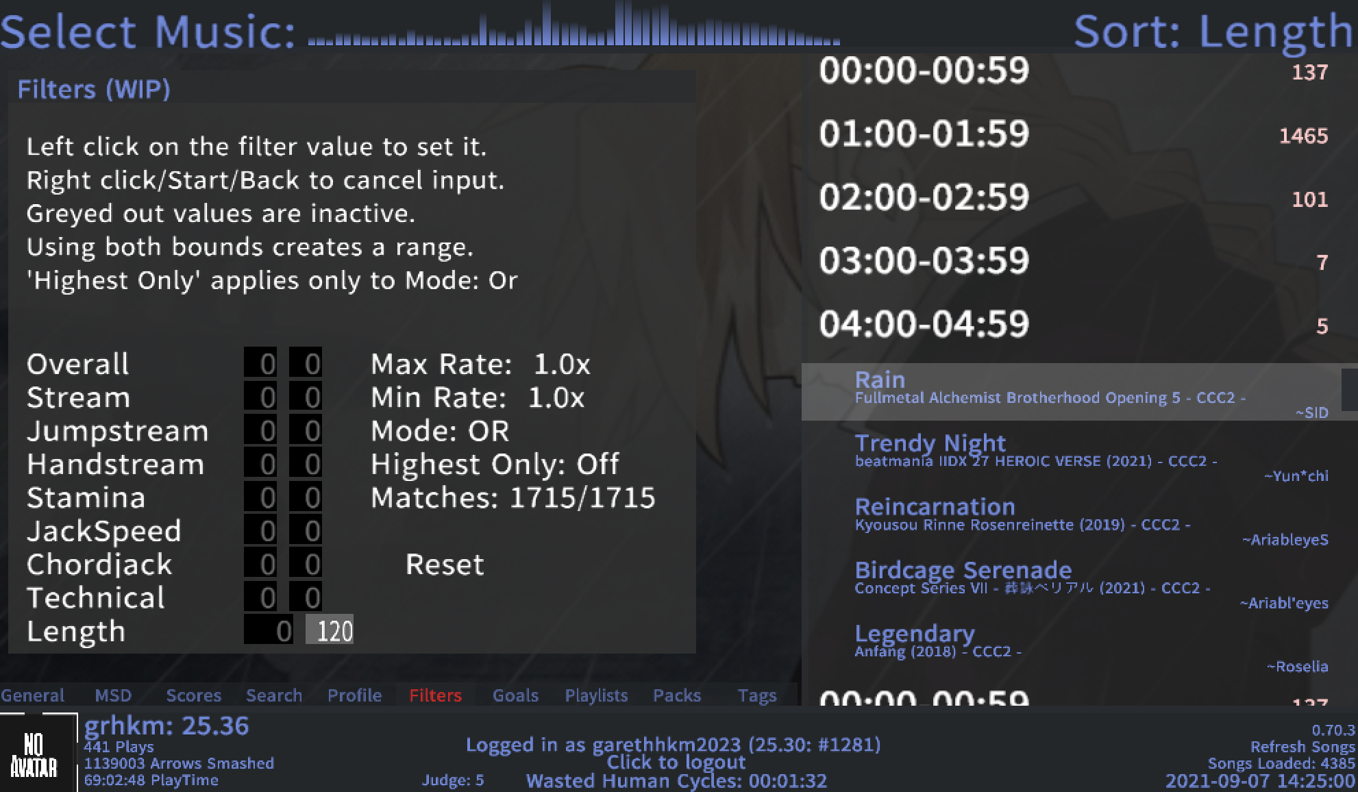 Duration doesn't update when filtering · Issue #1050 · etternagame/etterna · GitHub