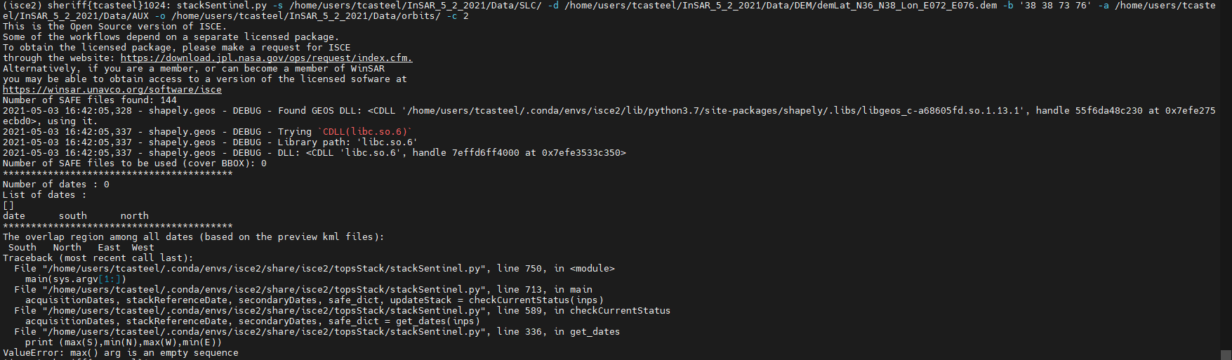 stackSentinel.py Value Error: max ( ) arg is an empty sequence · Issue #280 · isce-framework ...
