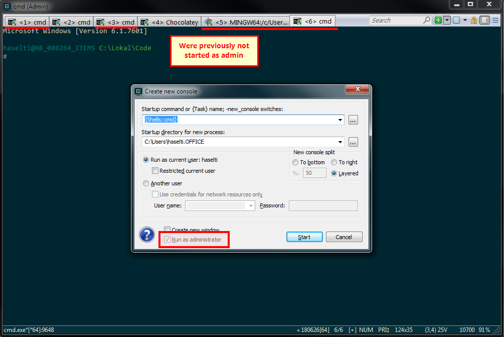 After upgrade from stable to preview all consoles are elevated (admin ...