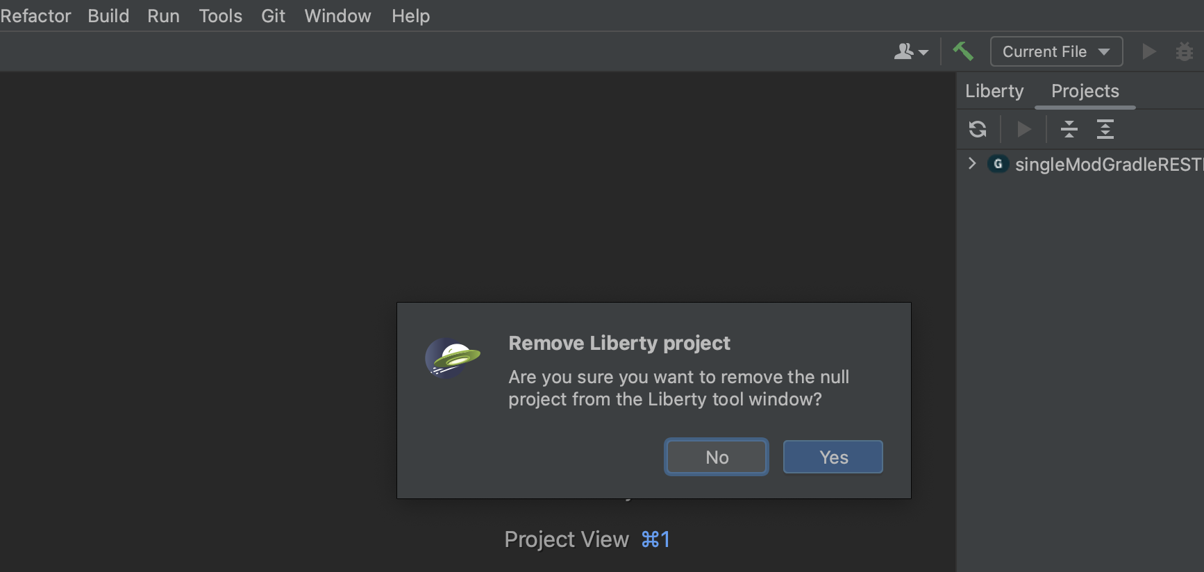 Remove liberty project dialog message shows a null project · Issue #321 · OpenLiberty/liberty ...