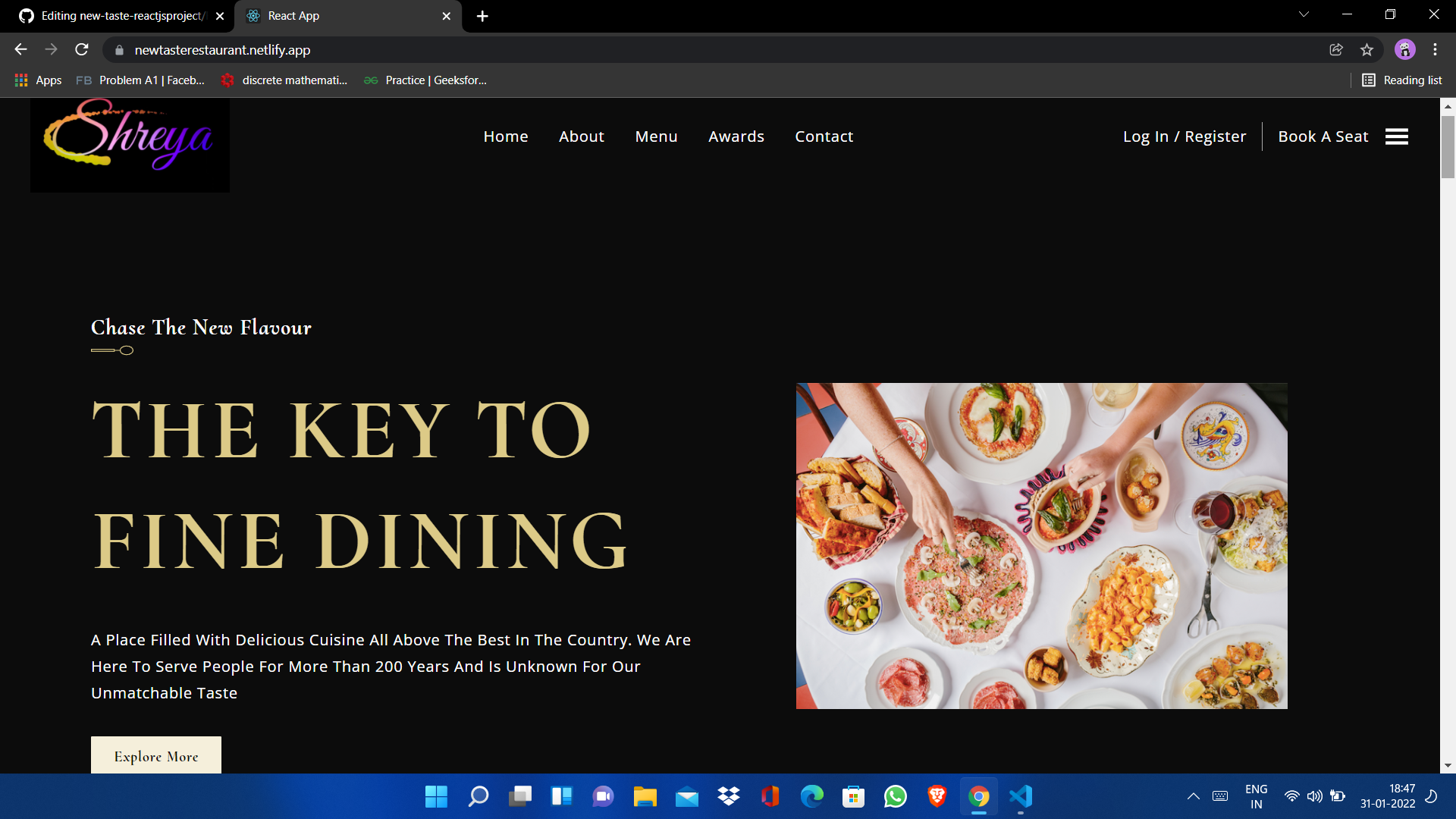 Github Shreyasahay245new Taste Reactjsproject Node Js Project Based On Javascript And Css