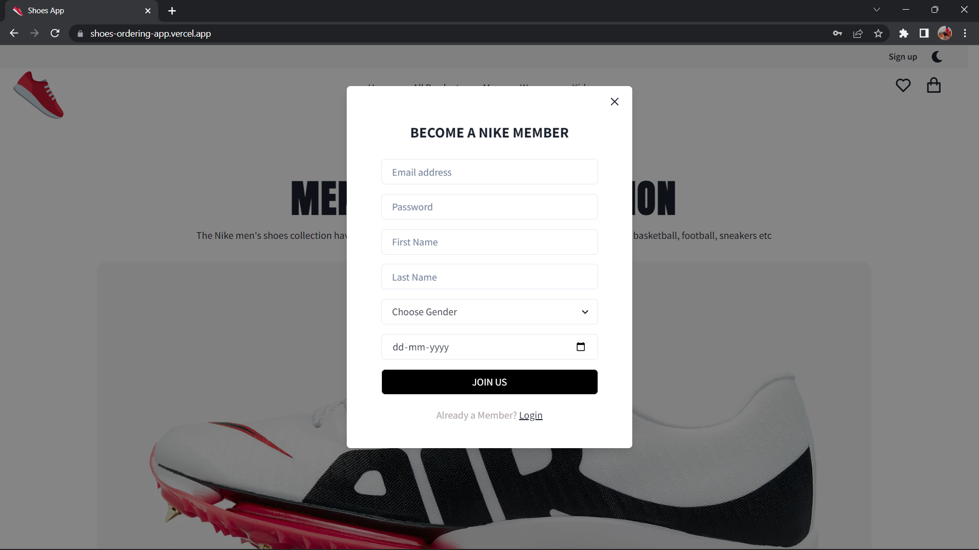 GitHub - ankushsingh24/shoes-ordering-app