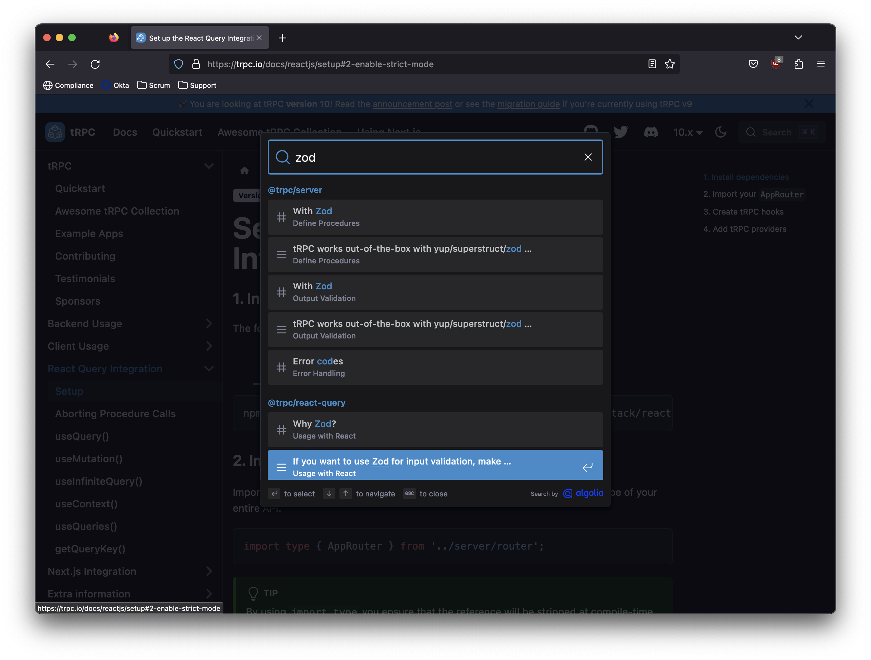 docs: algolia results are out of sync with docs · Issue #4090 · trpc/trpc · GitHub