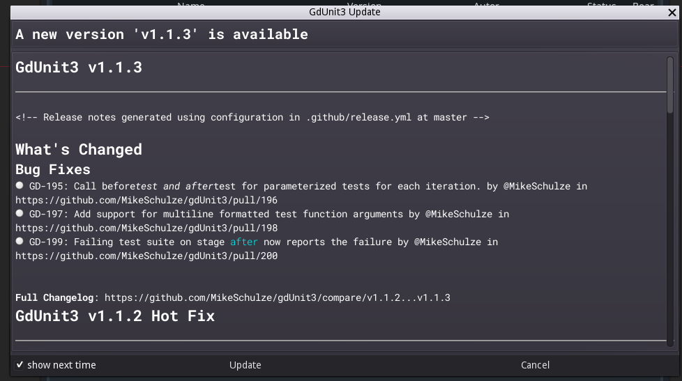 GD-202: Always use godots standard theme for update panel · Issue #202 · MikeSchulze/gdUnit3 ...