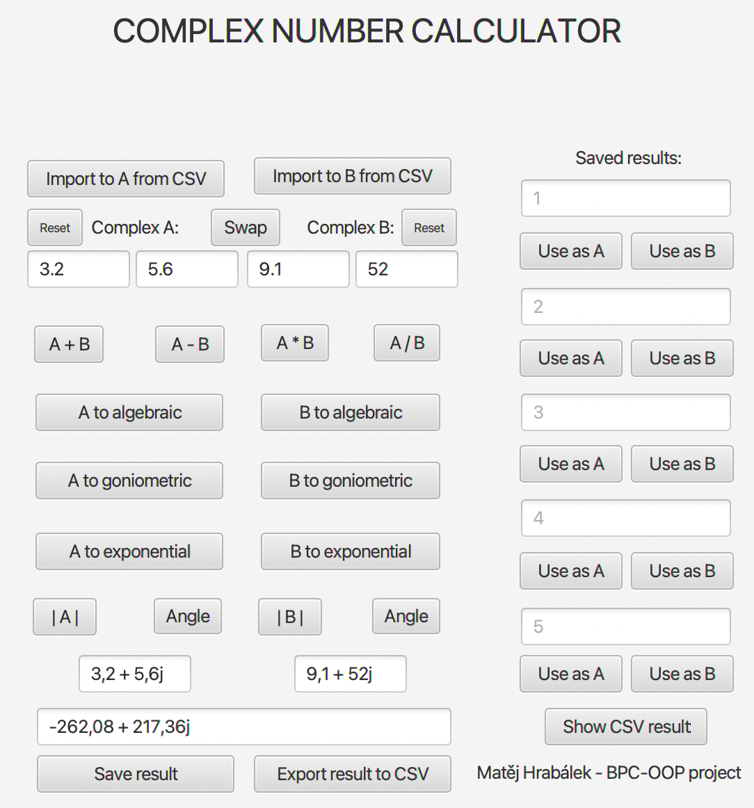 GitHub - mystak23/ComplexCalculator
