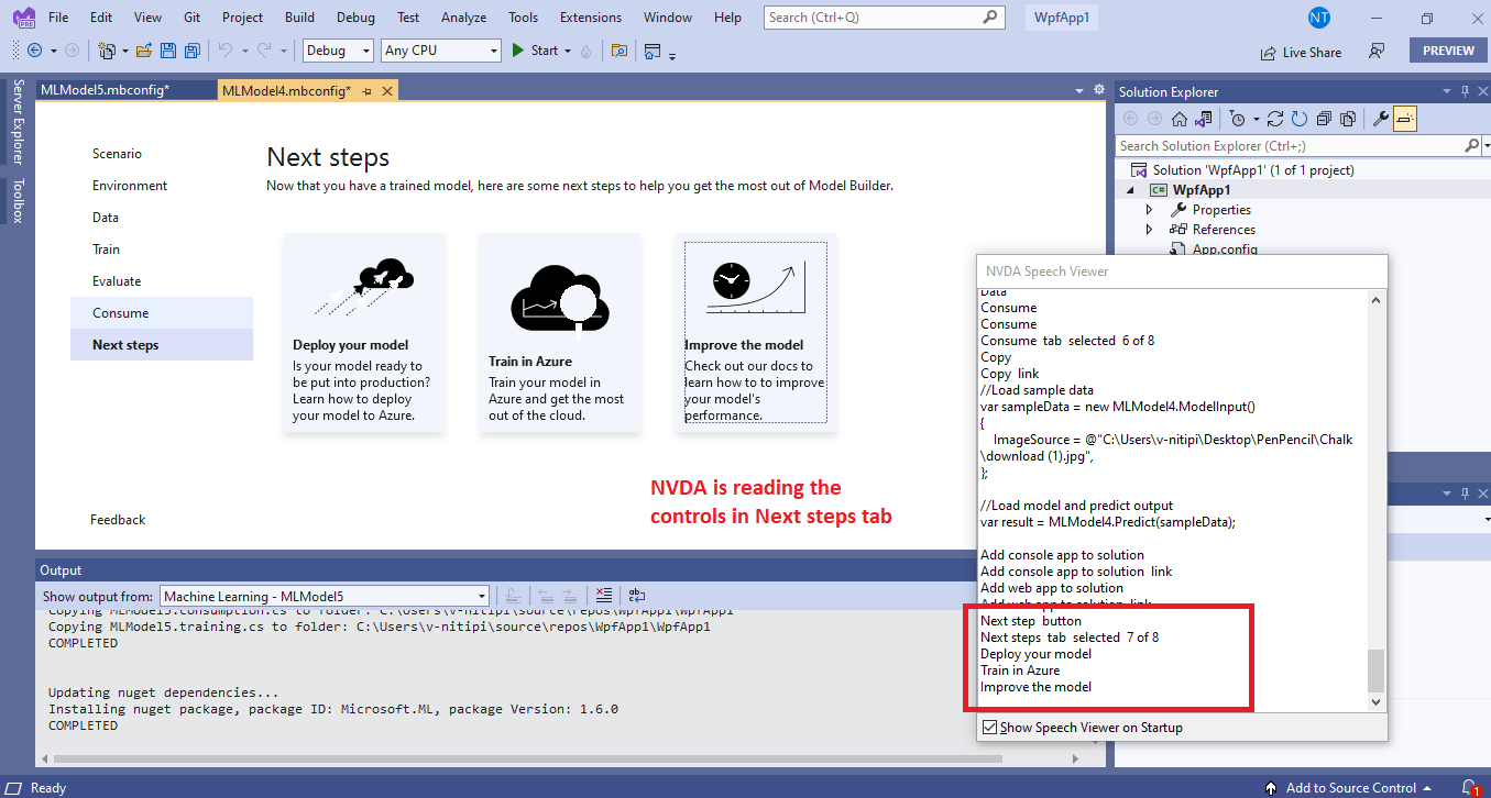 A11y_ML .NET Model Builder_ Scenarios_ Screen Reader: Narrator/NVDA is not reading any ...