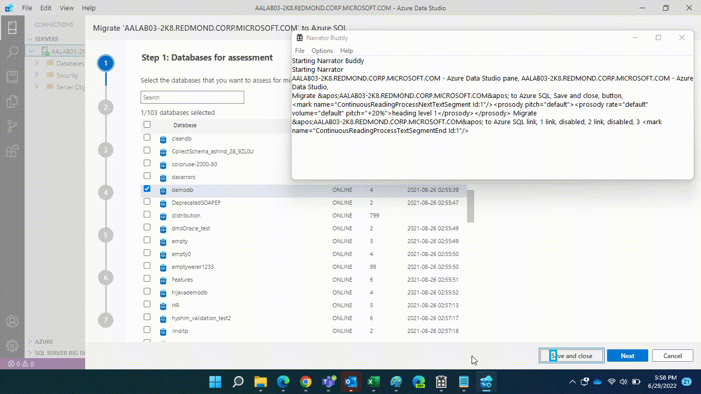 A11y_Azure Data Studio extension 'Azure SQL Migration'_Assessments results and recommendations ...