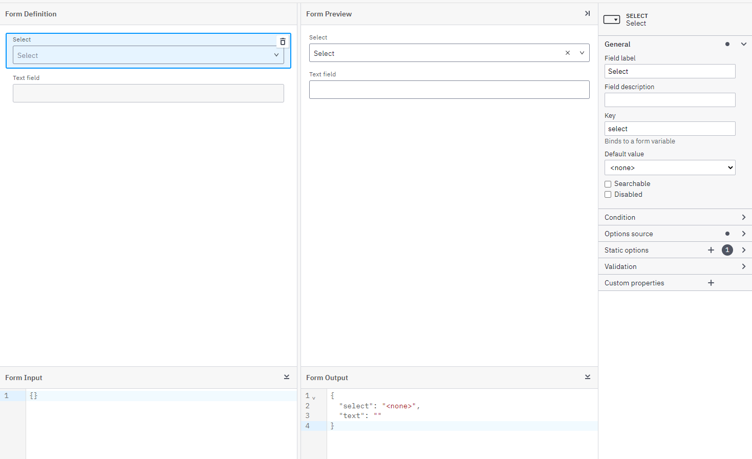 Select Element defaults to string " " when selecting as default · Issue #562 · bpmn-io/form-js ...