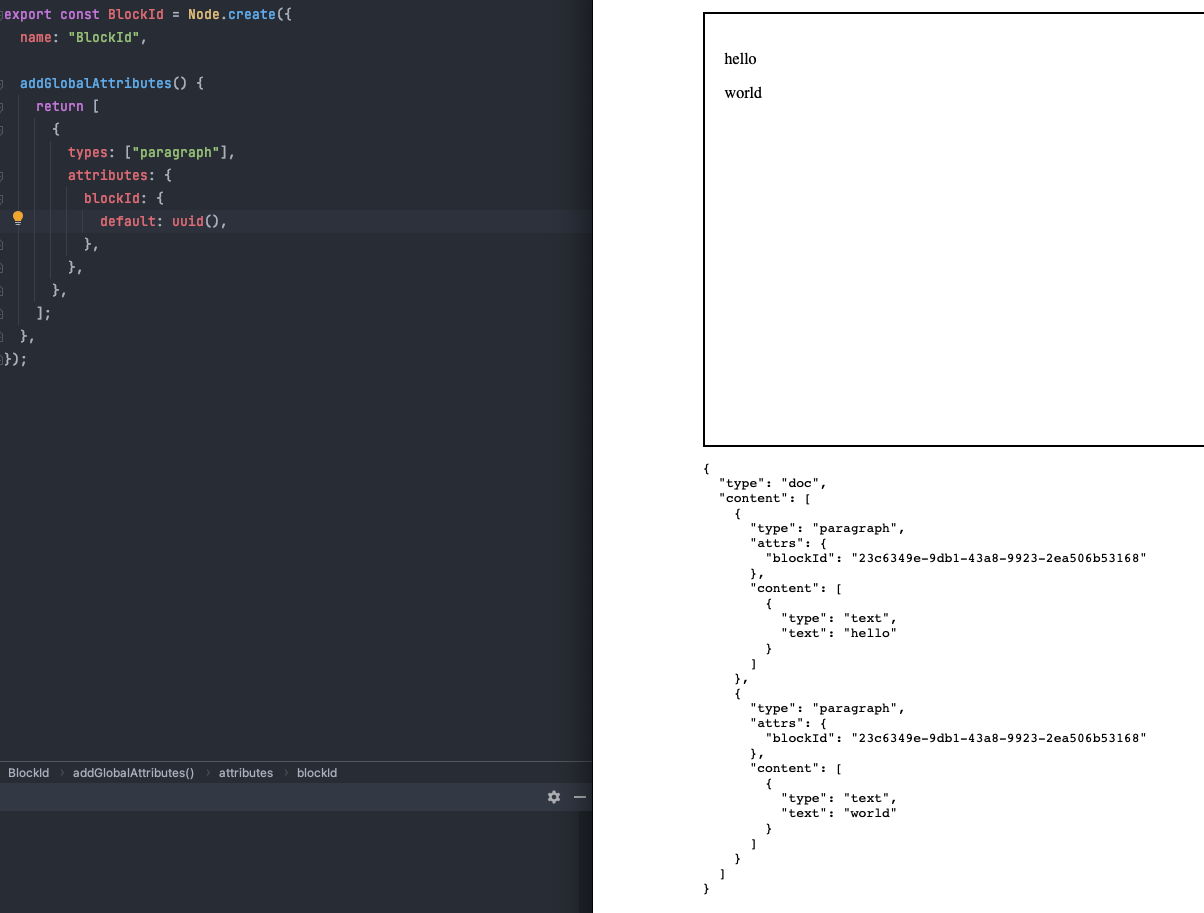 Dynamic id on each node · Issue #1041 · ueberdosis/tiptap · GitHub