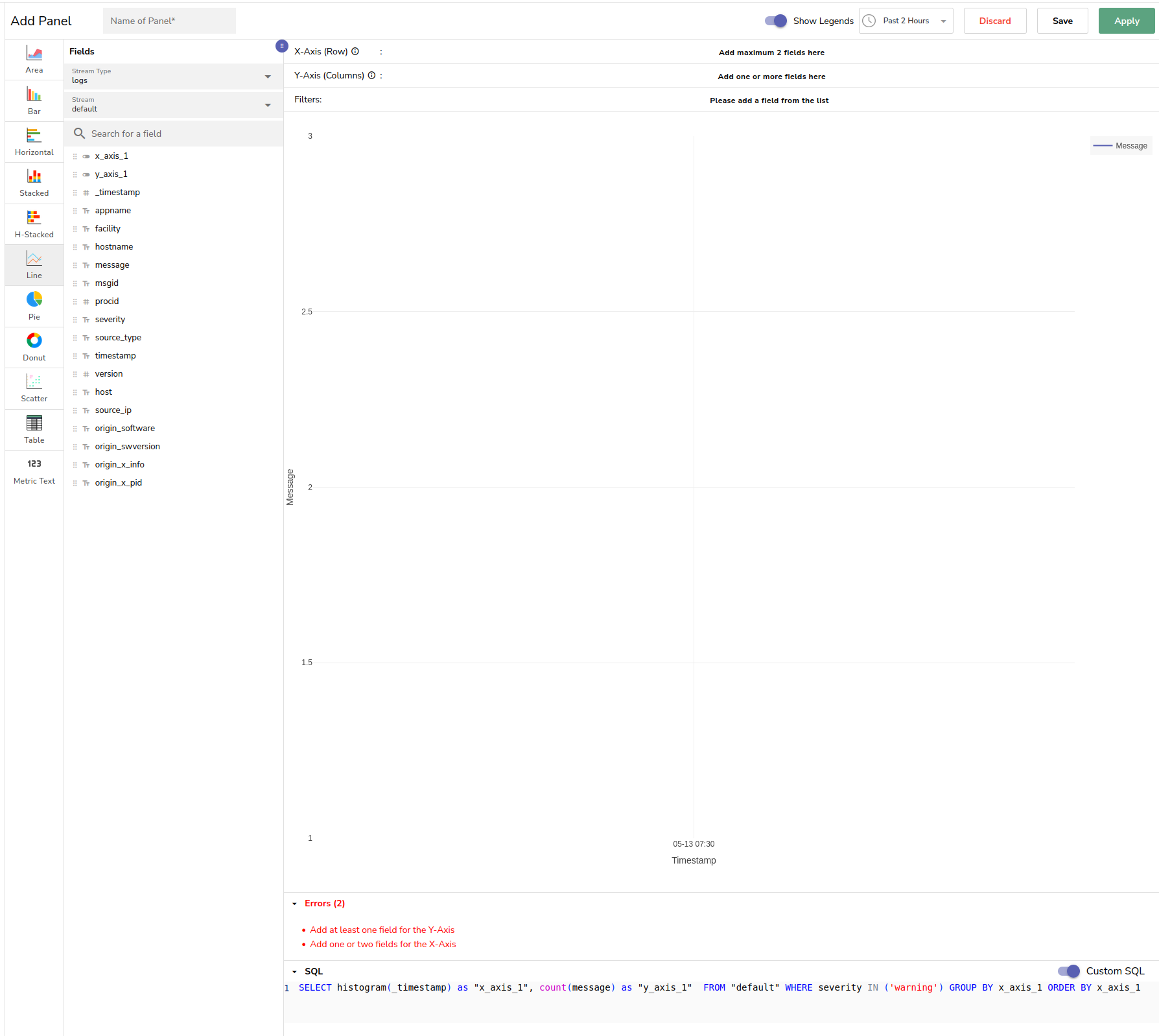 Unable to create line charts with Syslog data · Issue #737 · openobserve/openobserve · GitHub