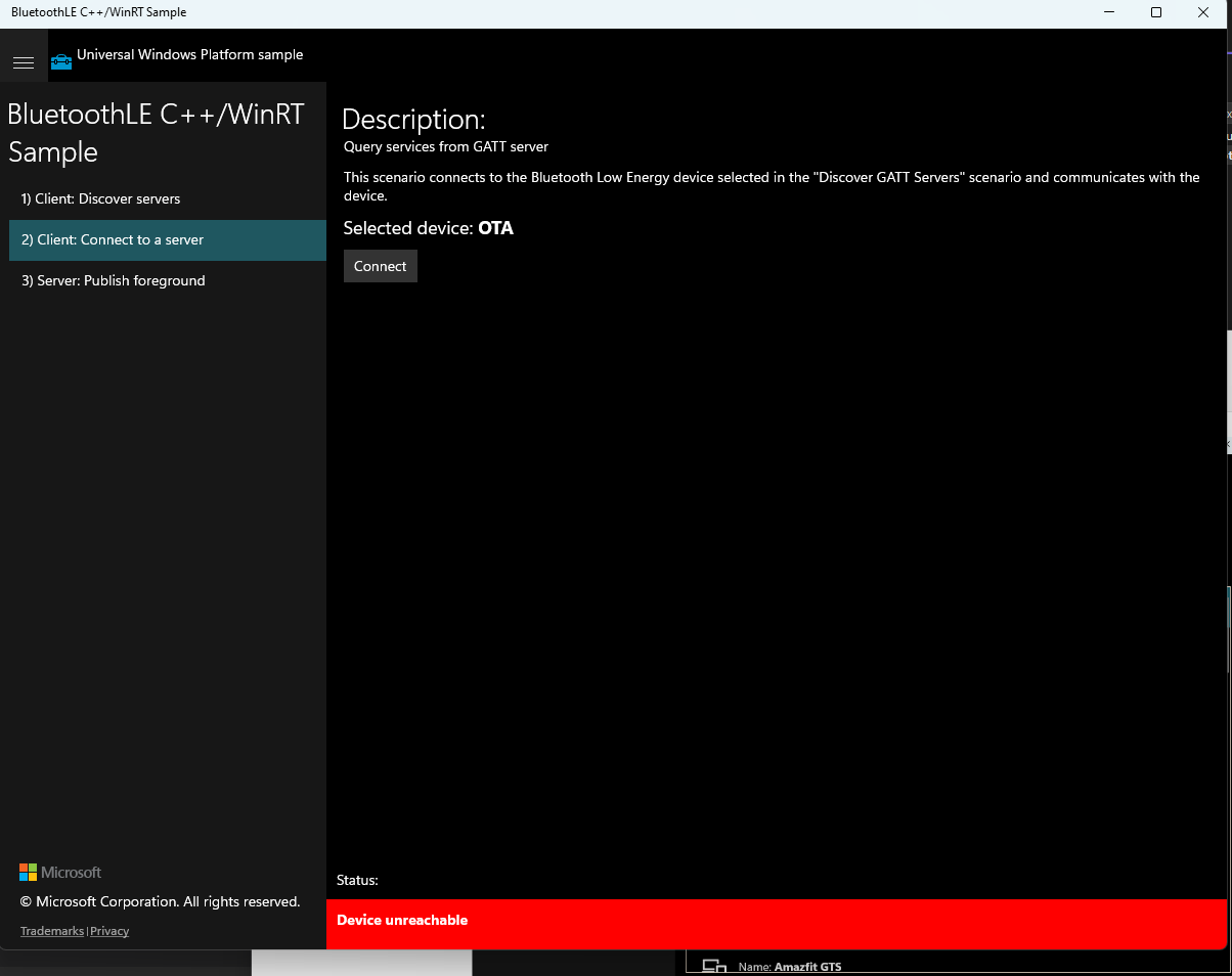 BluetoothLE Sample fails to connect to Silicon Labs device after it reboots in OTA mode · Issue ...