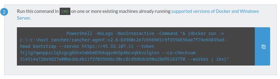 Window's RKE2 registration command missing "Powershell" · Issue #3952 · rancher/dashboard · GitHub
