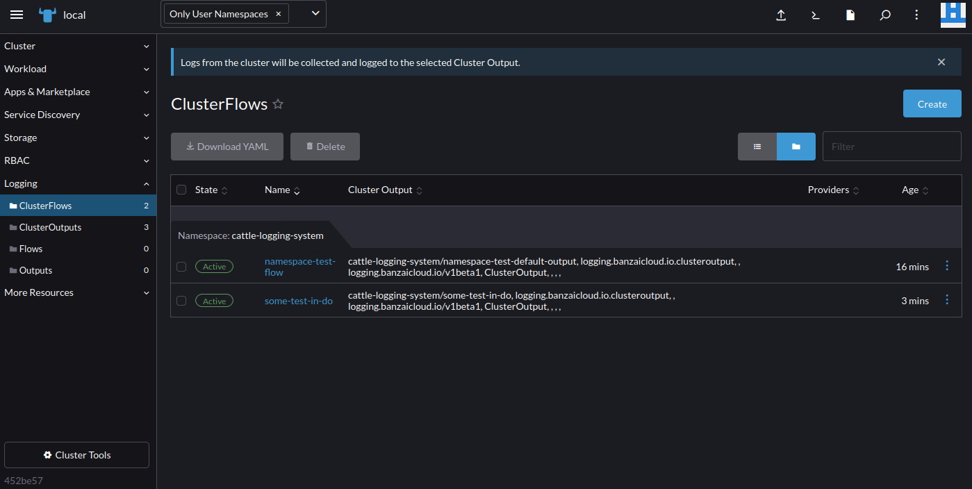 Logging Lists No Results After Namespace Filter · Issue 4530