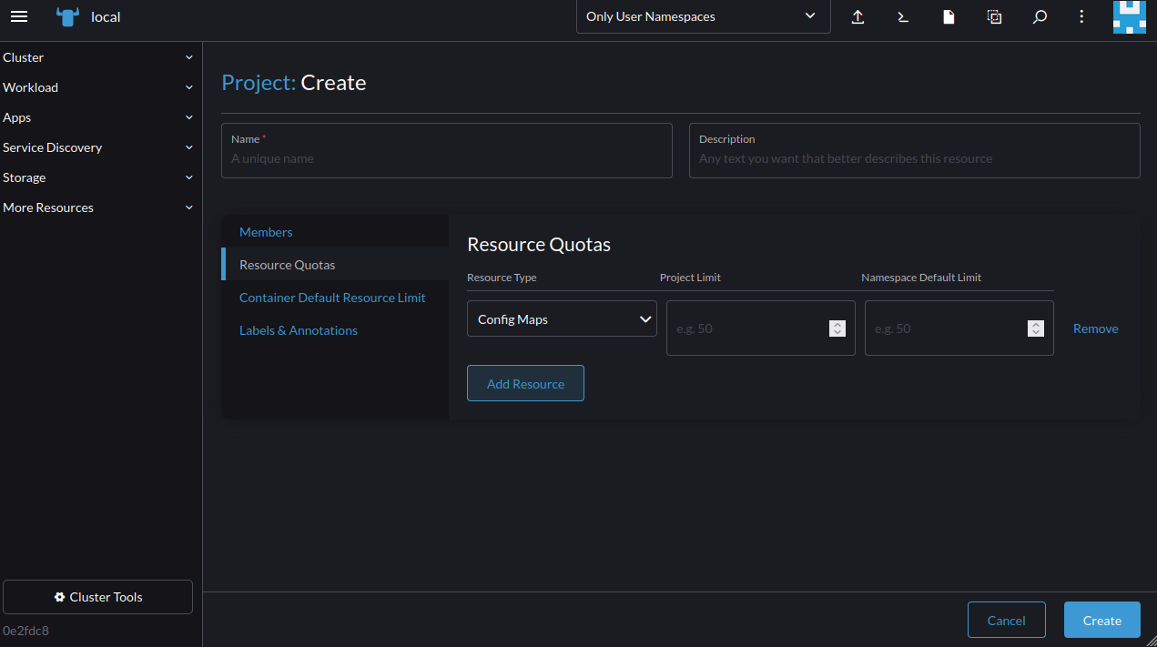 Resource Quota - Inconsistent height of limit fields · Issue #6006 · rancher/dashboard · GitHub