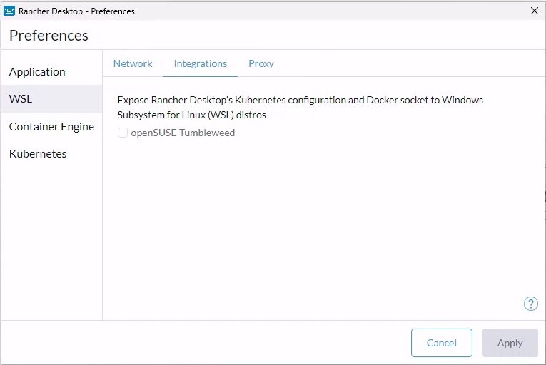 Preferences: Extra padding in WSL Network & Integrations tabs · Issue #4578 · rancher-sandbox ...