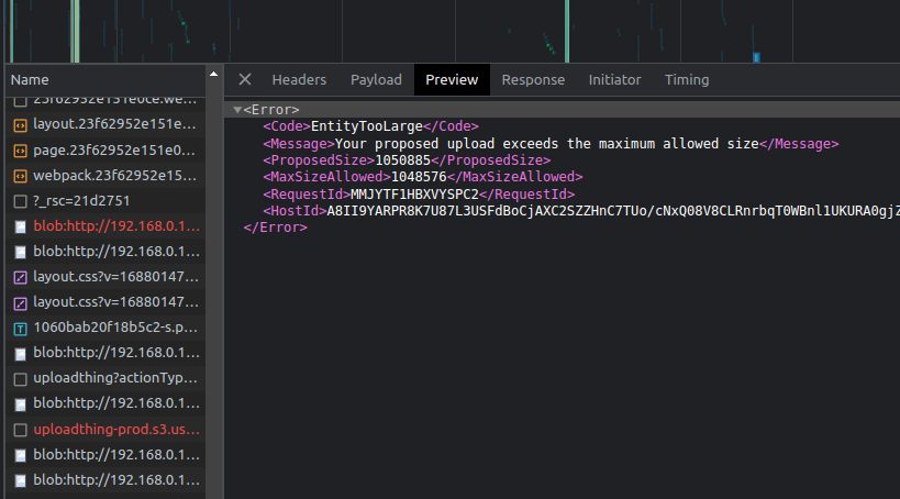[Question]: How to get details of an error when uploading client side ...