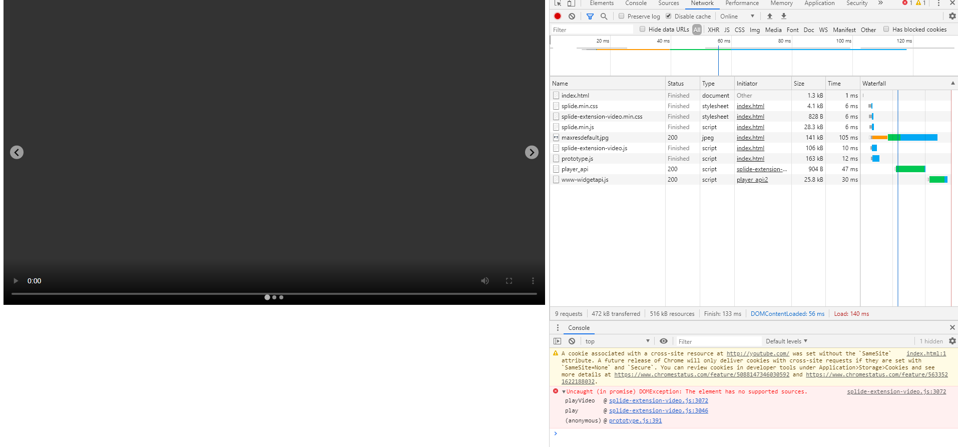 Issue with data-splide-html-video if YouTube value is used and a possible conflict with ...