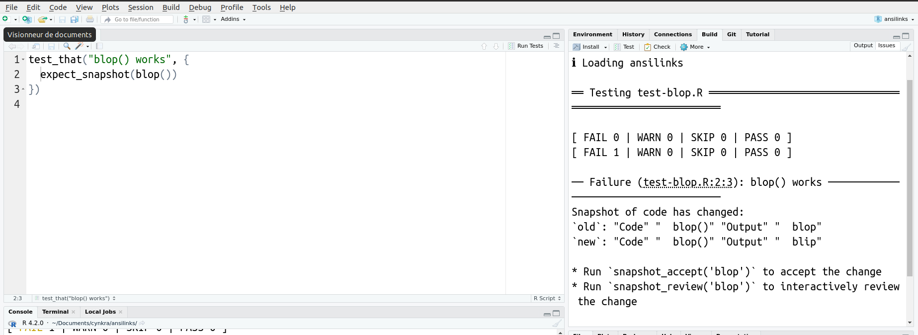 ANSI hyperlinks of rstudio:run do not appear in the build tab (Ubuntu ...