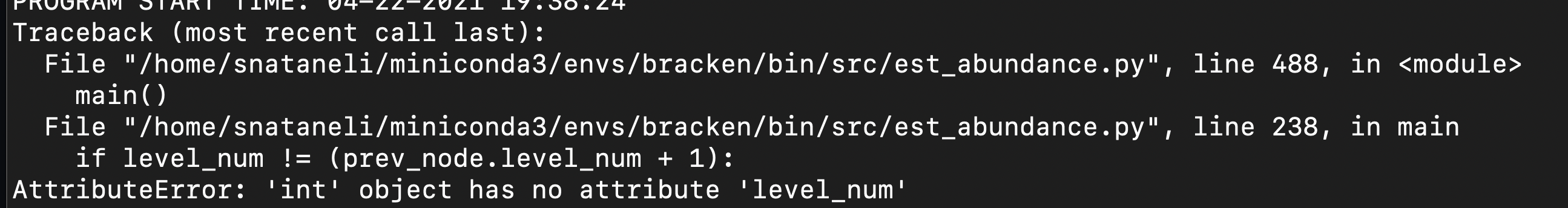 KrakenUniq + Bracken Error: 'int' object has no attribute 'level_num' · Issue #148 ...