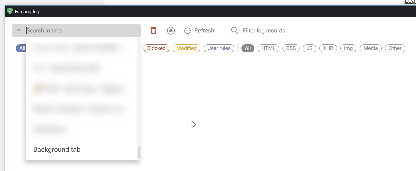 'Backgroung tab' is absent in the filtering log · Issue #2381 ...