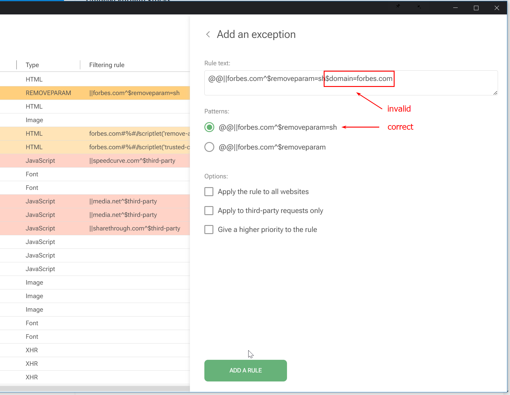 Invalid unblocking rule suggested in the filtering log · Issue #2456 · AdguardTeam ...