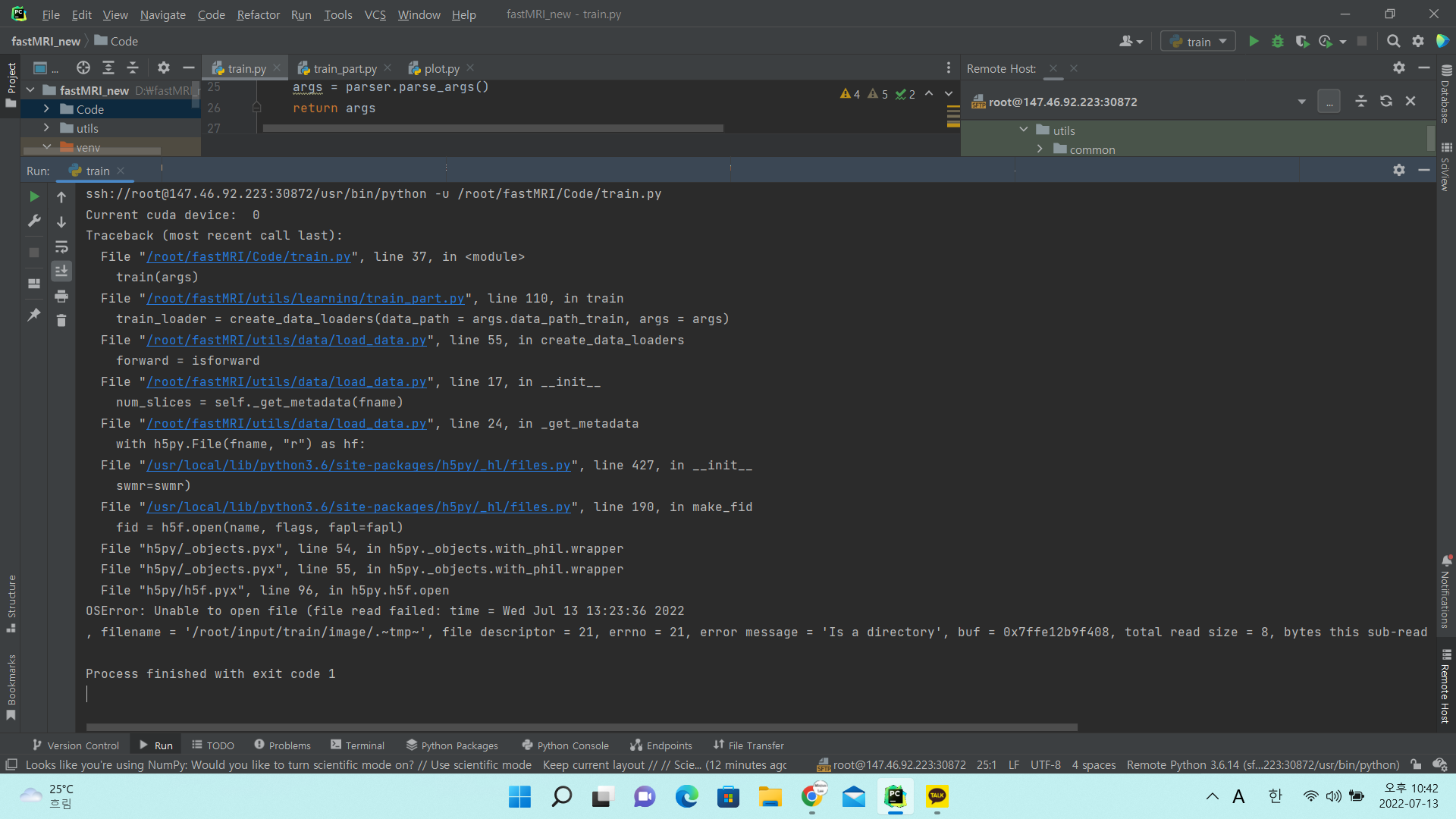 train.py 실행 에러 · Issue #65 · LISTatSNU/FastMRI_challenge · GitHub