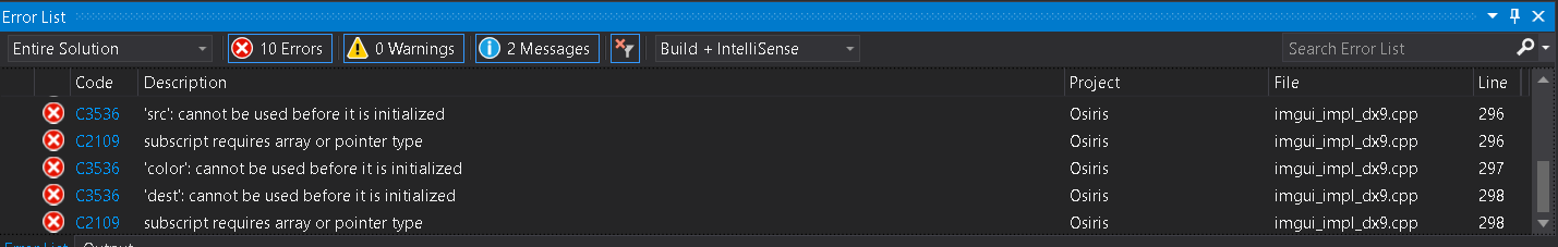 10 errors (unable to build) · Issue #2859 · danielkrupinski/Osiris · GitHub