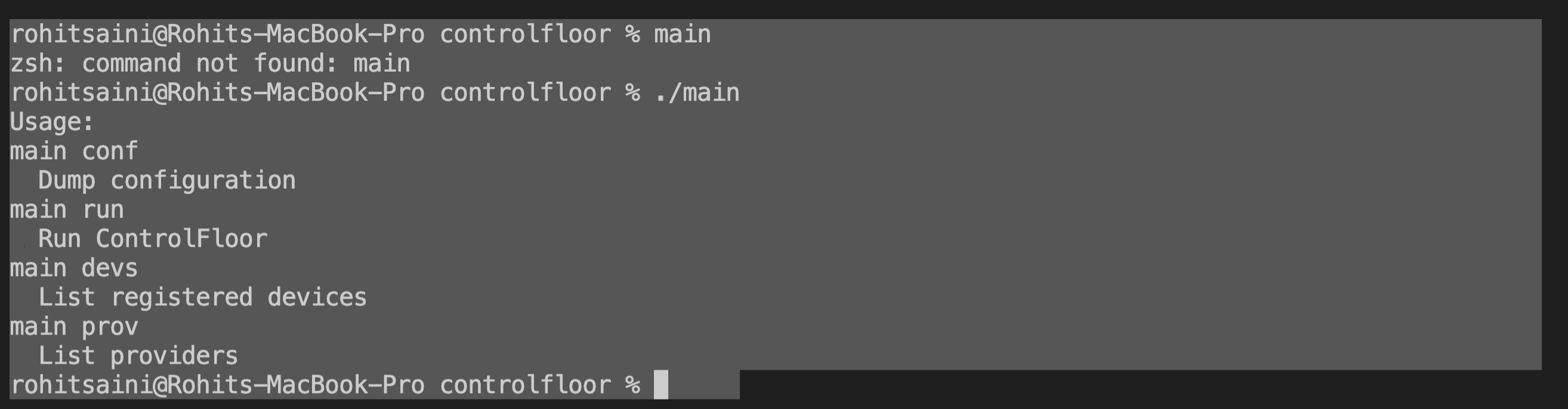 Readme incorrect. `./main` -> `./main run` · Issue #27 · dryark/controlfloor · GitHub