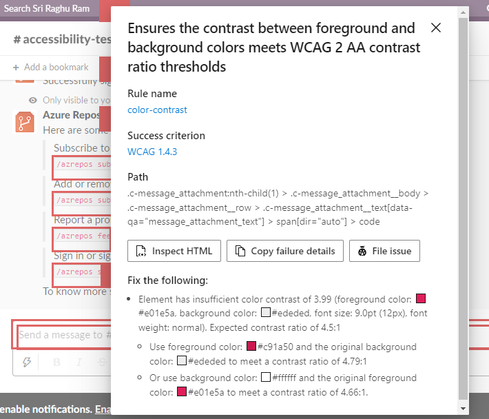 Color Contrast is not meeting required ratio for text in bot of ...