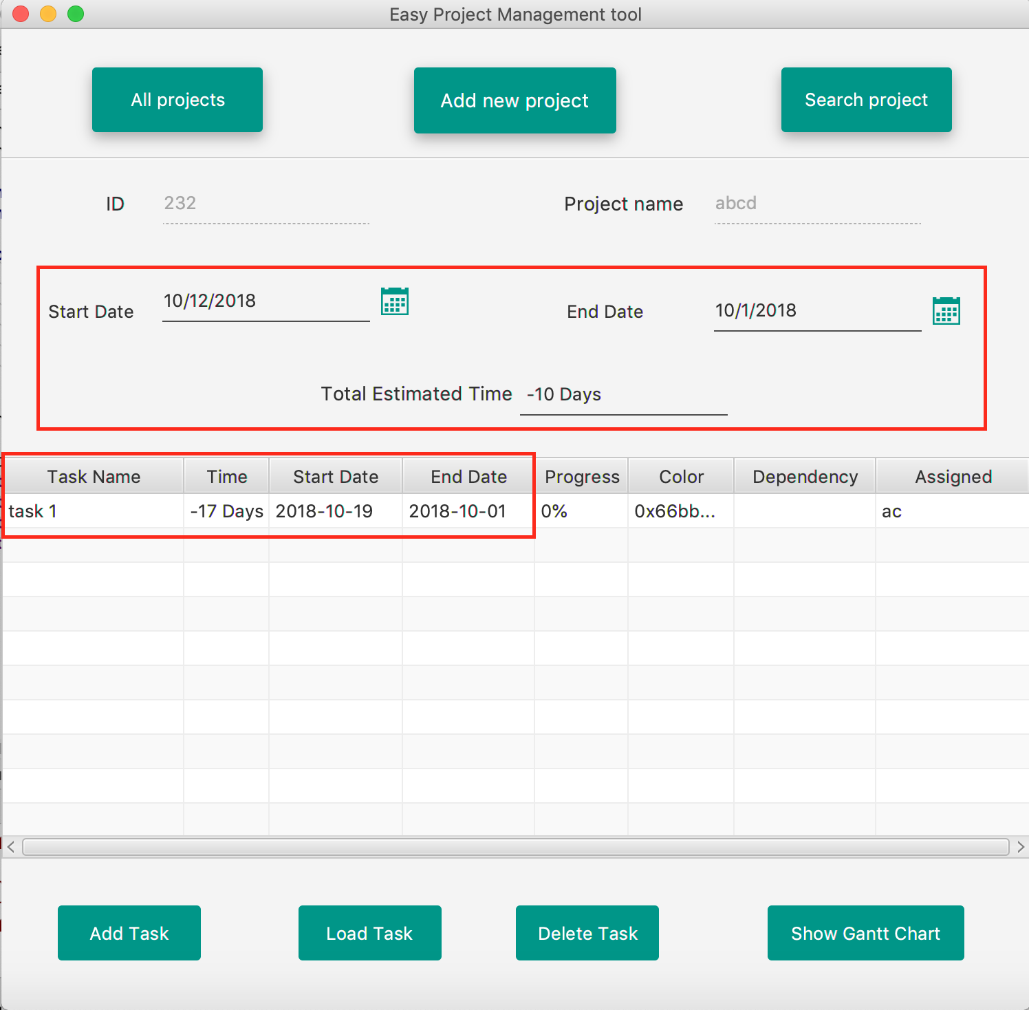 Project End Date should be greater than Start Date · Issue #3 ...