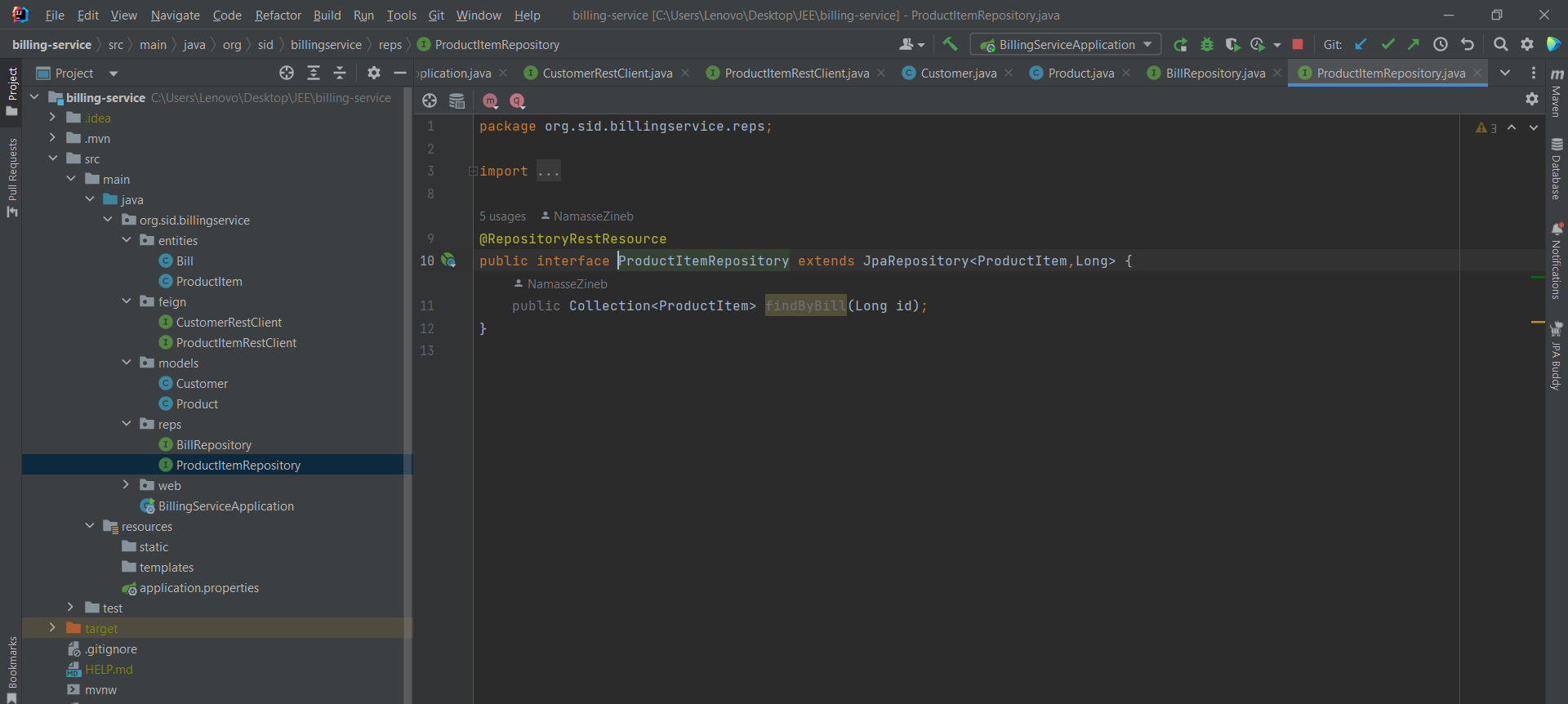 GitHub - NamasseZineb/billiing-service