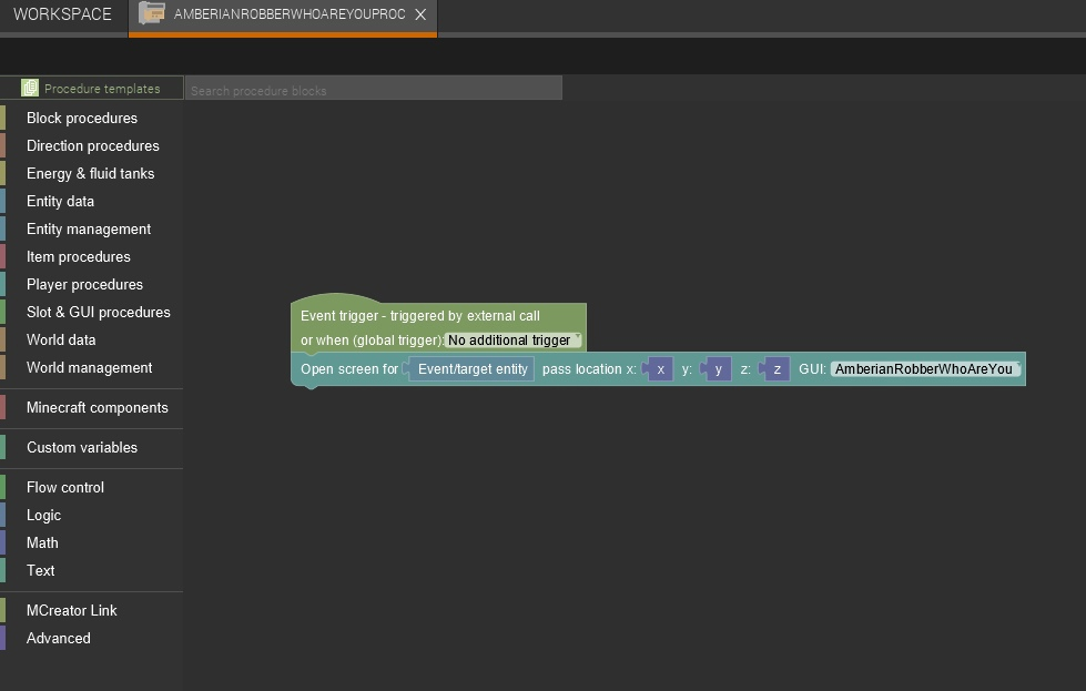 Button in GUI doesn't open other GUI. · Issue #1503 · MCreator/MCreator · GitHub