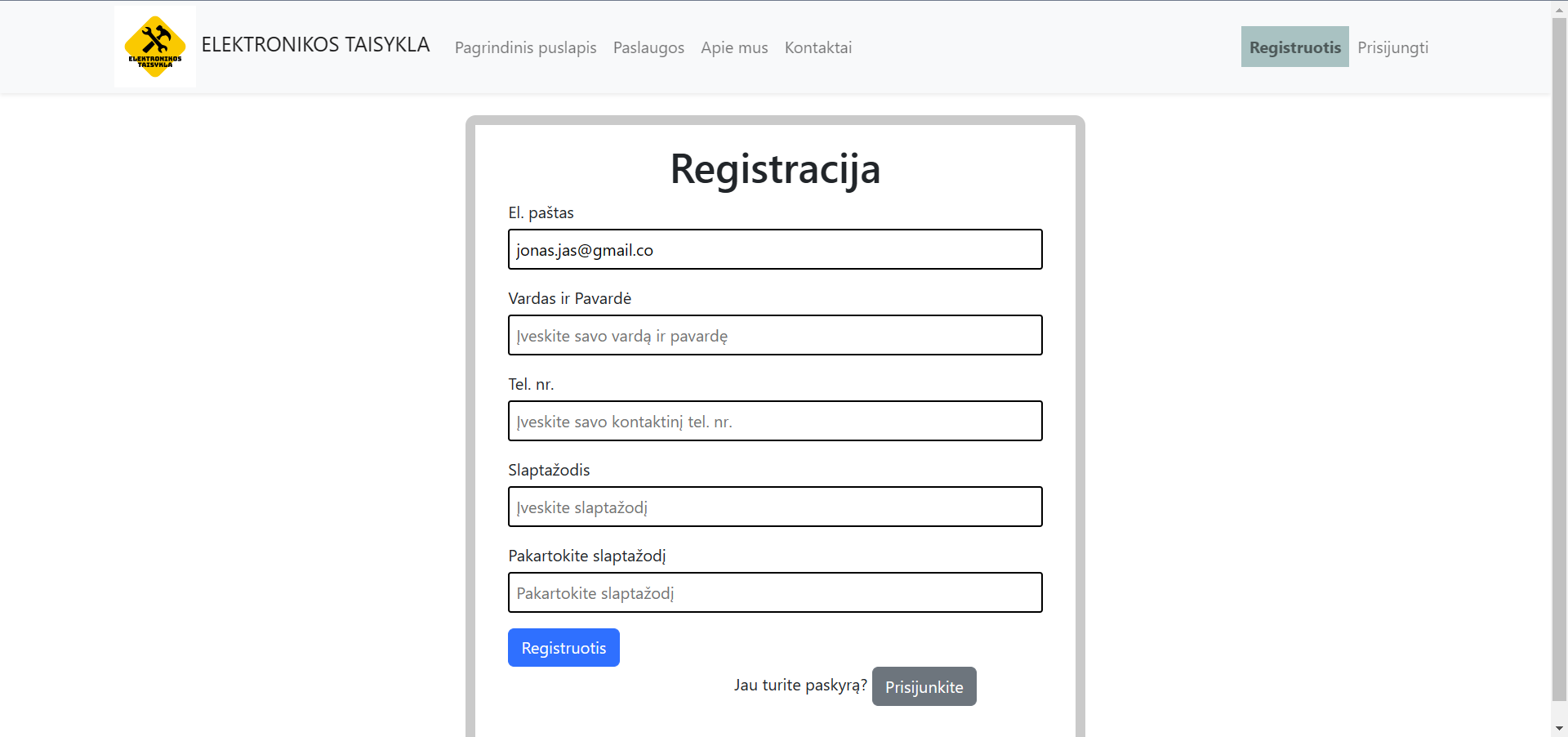 GitHub - jonas-jasul/elektronikosTaisykla