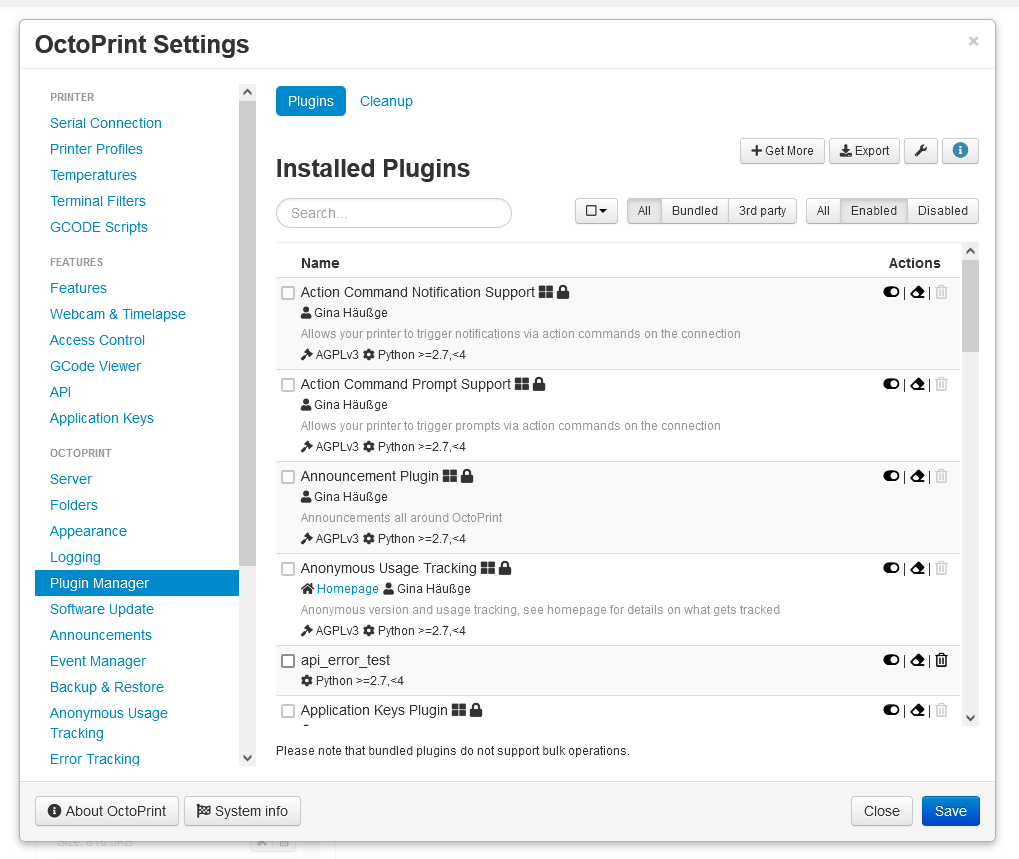 [Request] Bulk enabling/disabling of plugins in Plugin Manager · Issue #4314 · OctoPrint ...