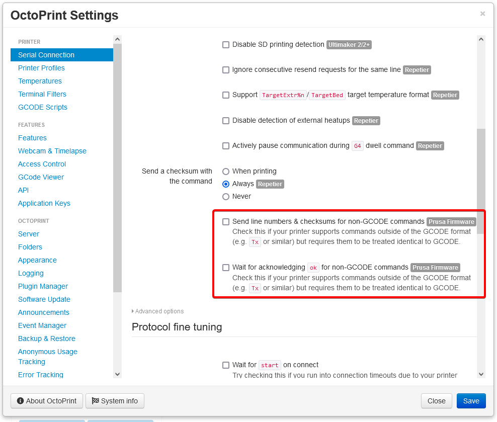 [Request] Recognize `Tx` and `Tc` as valid GCODE commands if Prusa Firmware is detected · Issue ...
