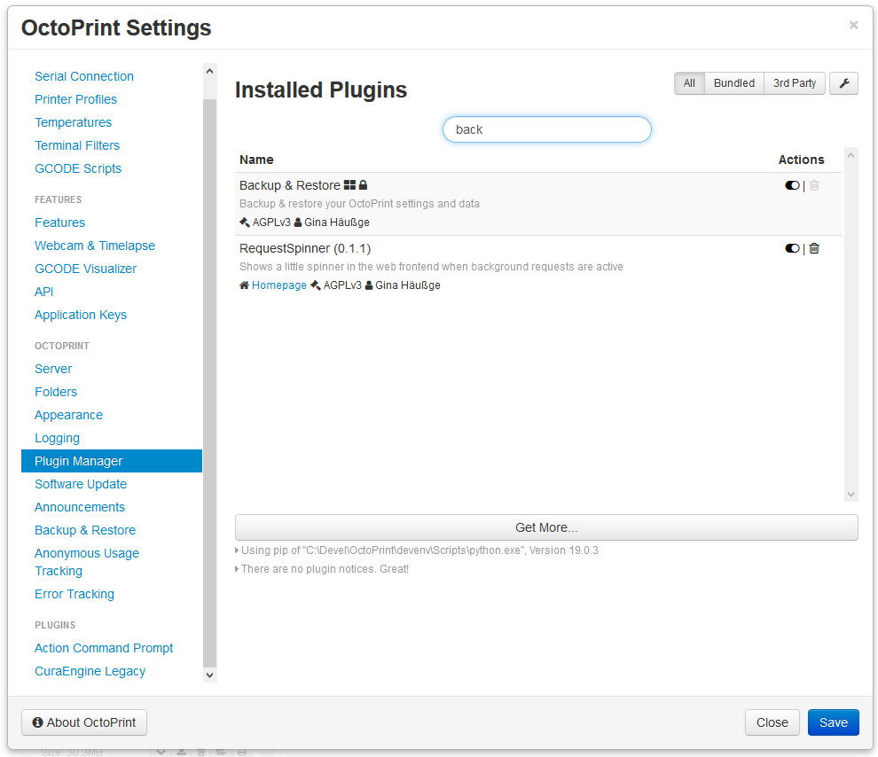 [Request] Filterable List in Plugin Manager · Issue #3288 · OctoPrint/OctoPrint · GitHub