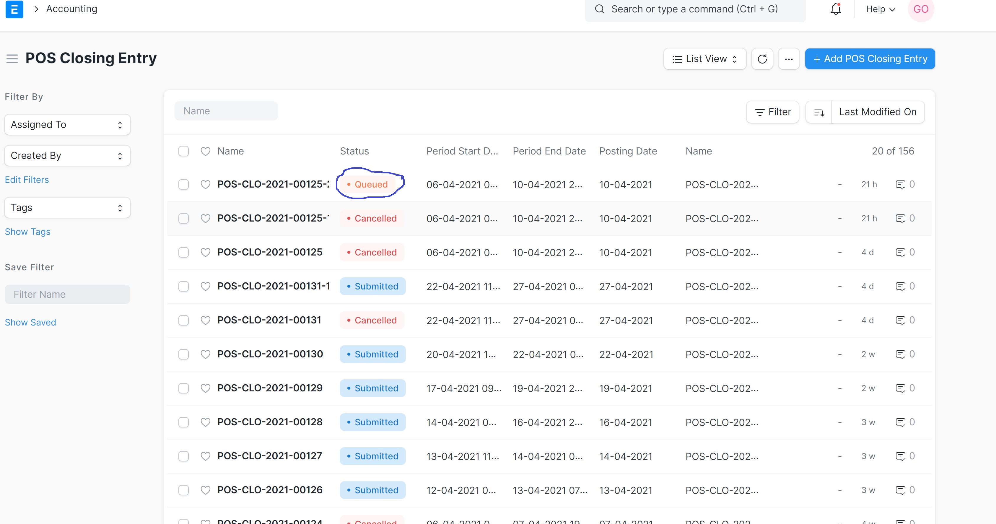 POS Closing Entry Displayed Queue · Issue #25581 · frappe/erpnext · GitHub