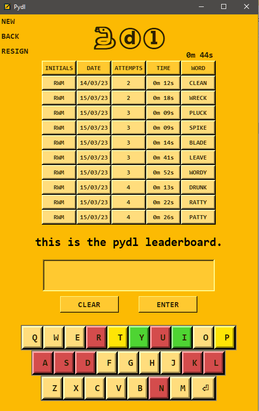 GitHub - Reece4000/Pydl: A Wordle clone, made using Python and Tkinter