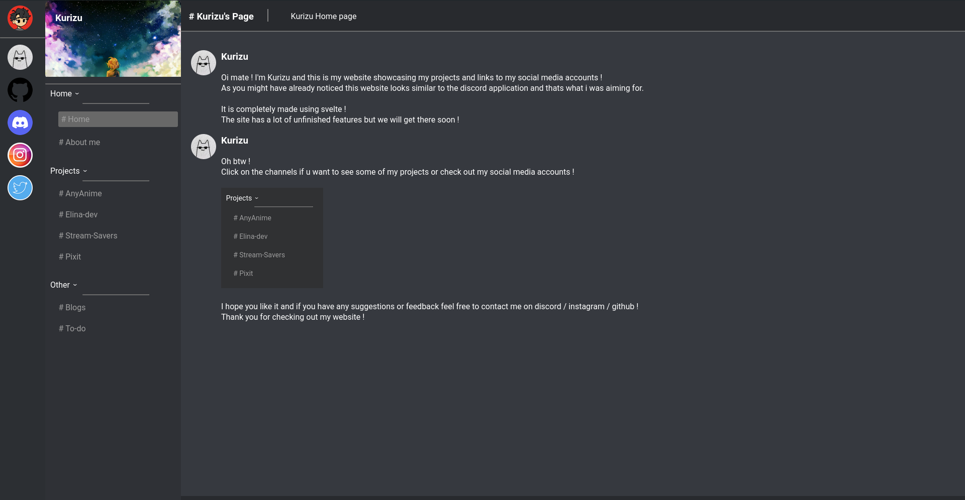 GitHub - crizmo/kurizu-dev: A Discord app themed website built using svelte