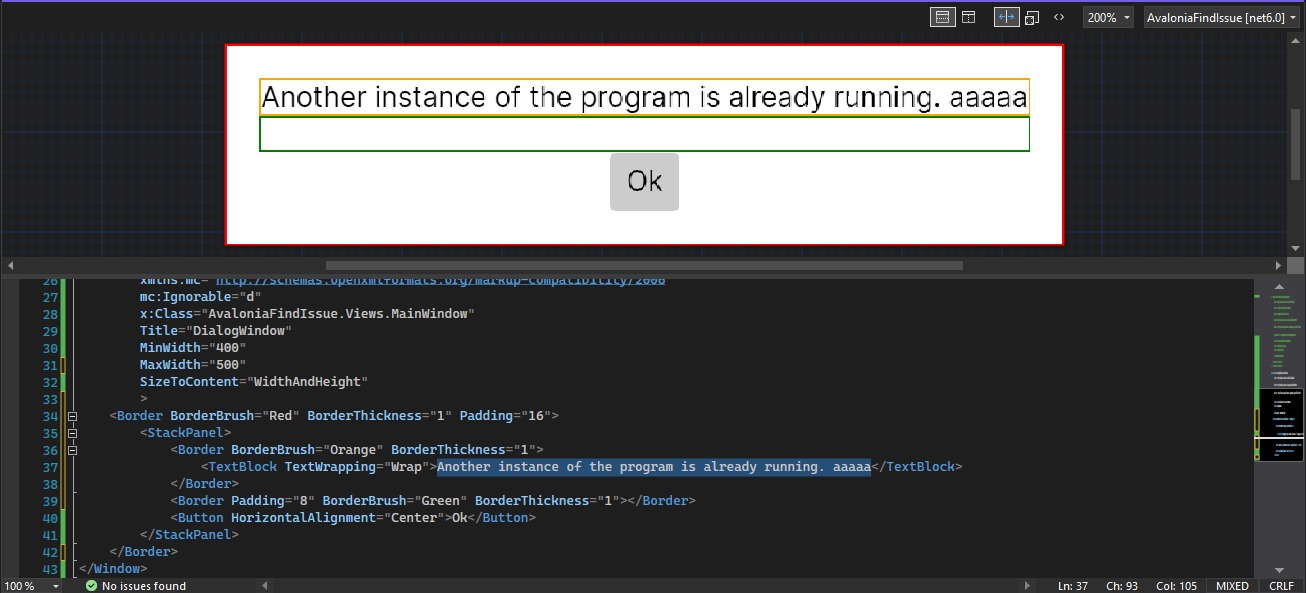 TextBlock wrapping is broken when the width is not fixed but only in VS ...