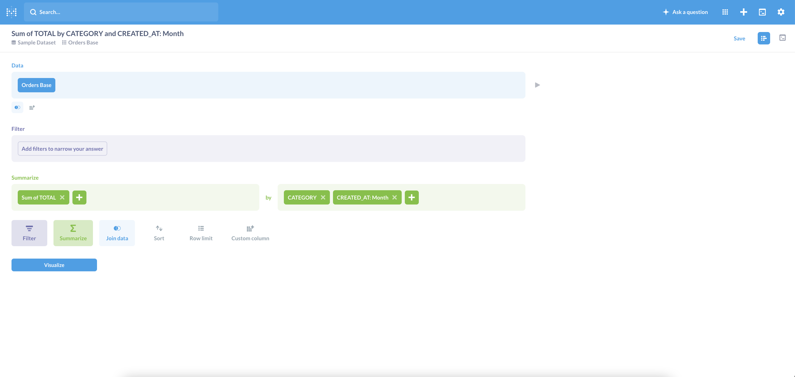 Summarize by columns sometimes disappear when using the custom question builder with a saved ...