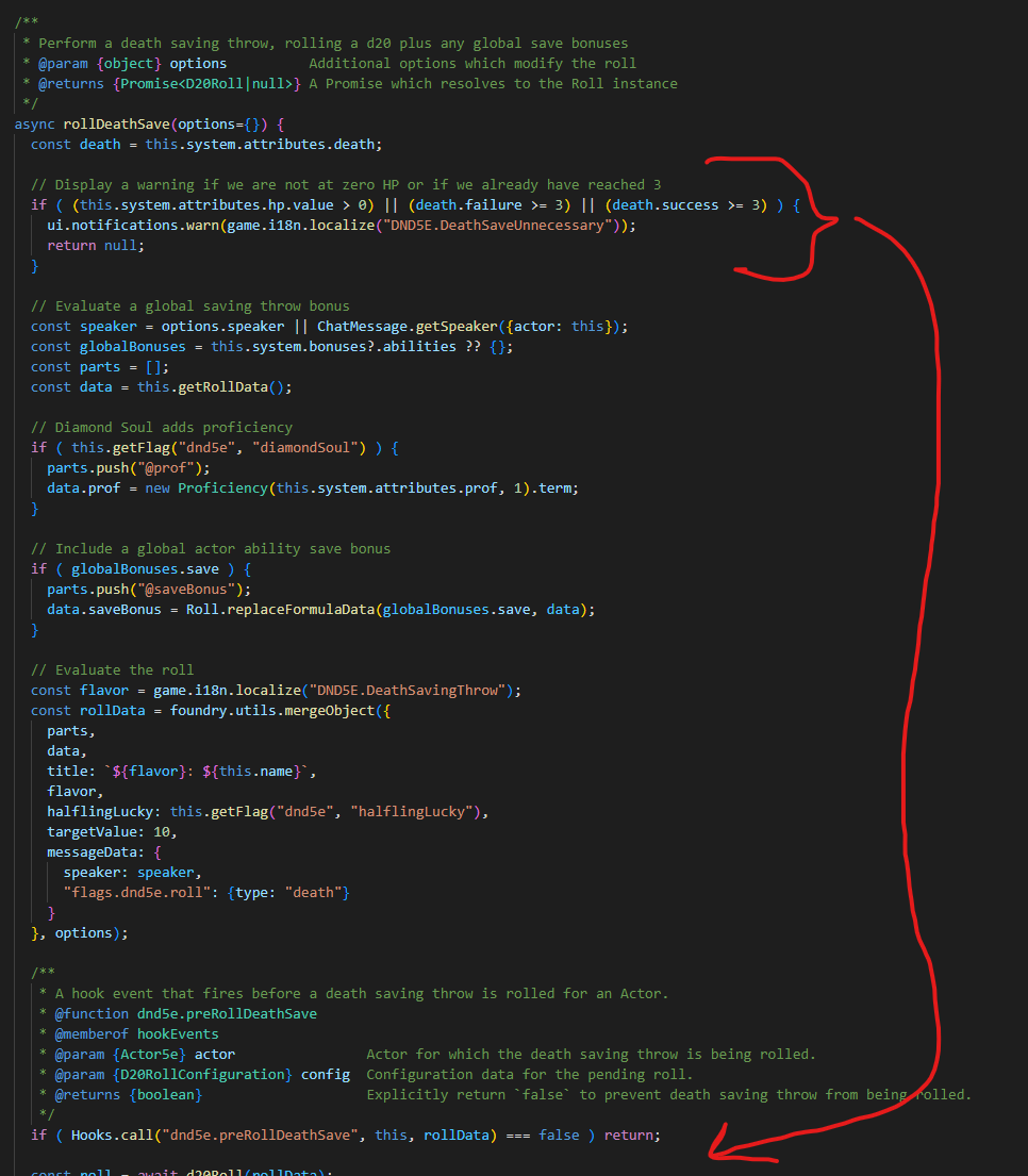 Feature Request: add a dnd5e.prePreRollDeathSave hook or change abort behavior · Issue #1941 ...