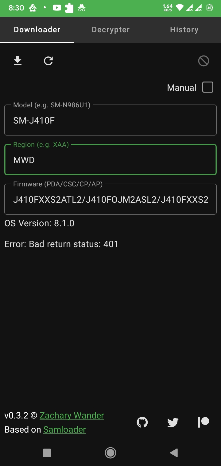 401 Unauthorized · Issue #14 · zacharee/SamloaderKotlin · GitHub