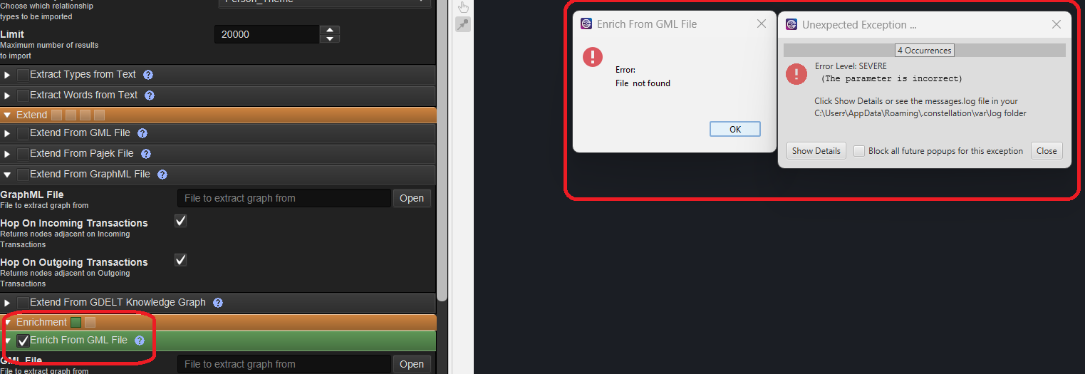 Data Access View Double Notifications And Gdelt Runtime Exception When Plugin Is Run With No