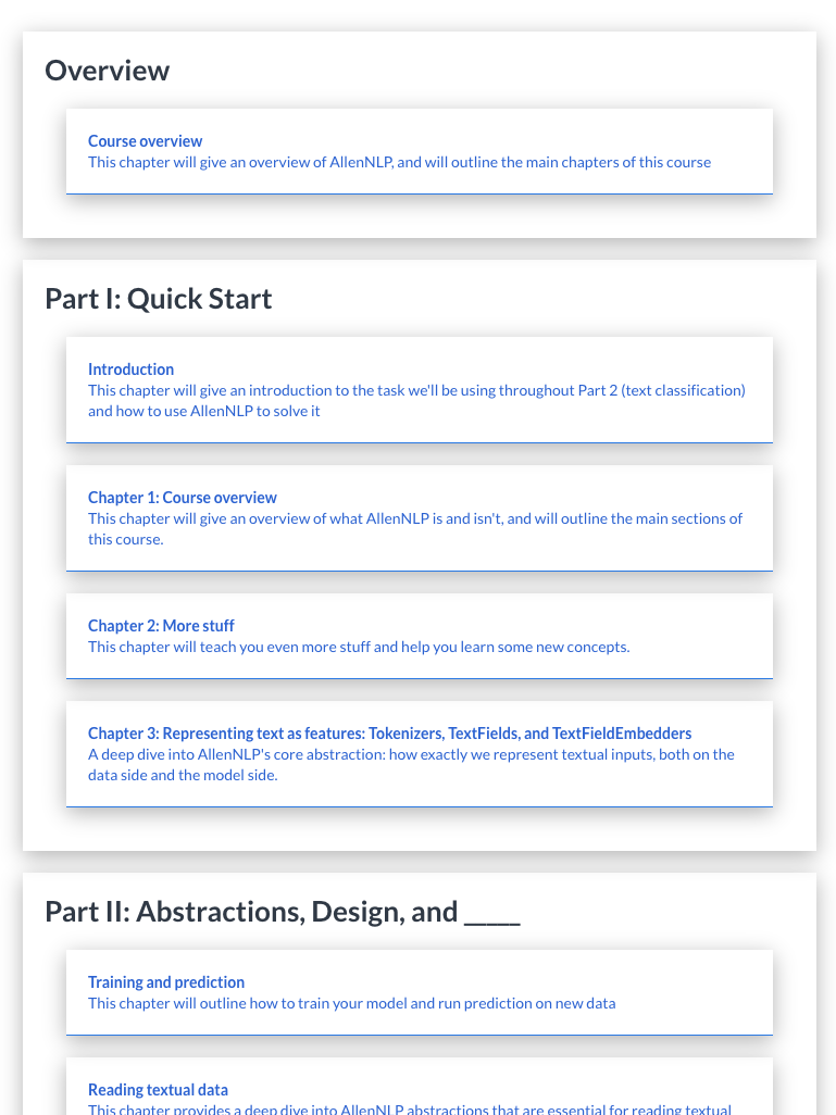 Group chapters into parts · Issue #20 · allenai/allennlp-guide · GitHub