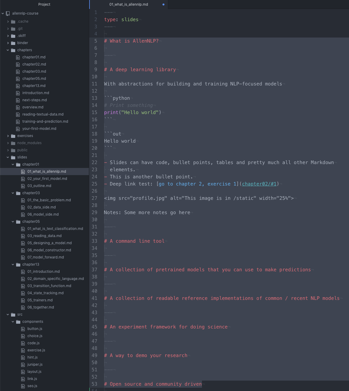 Remove slide functionality · Issue #25 · allenai/allennlp-guide · GitHub