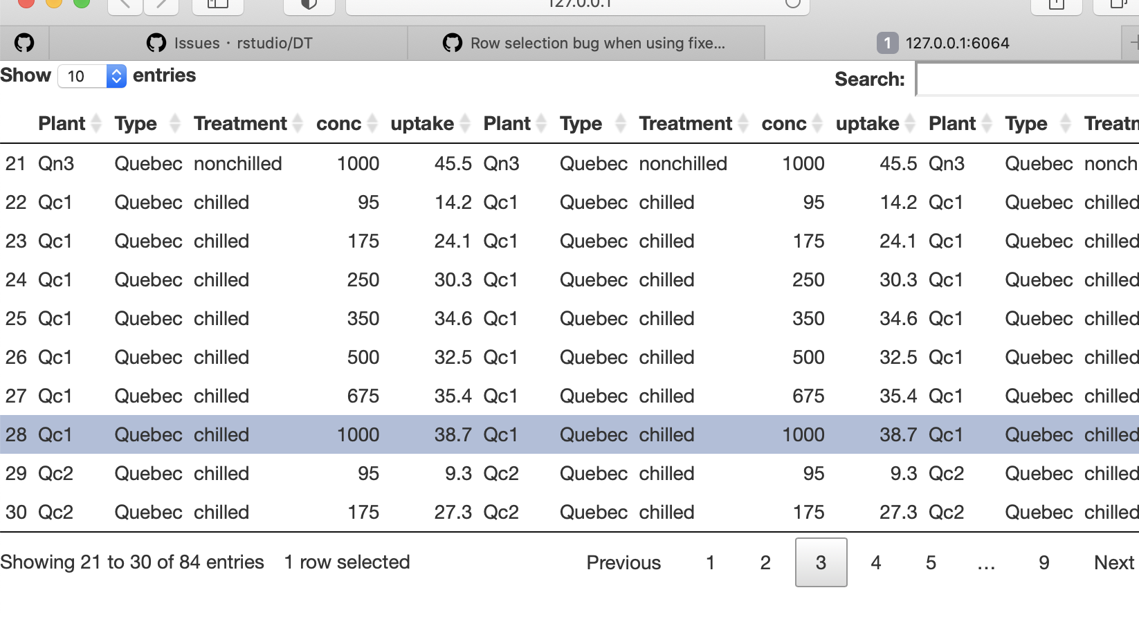Row selection bug when using fixedColumns · Issue #882 · rstudio/DT · GitHub