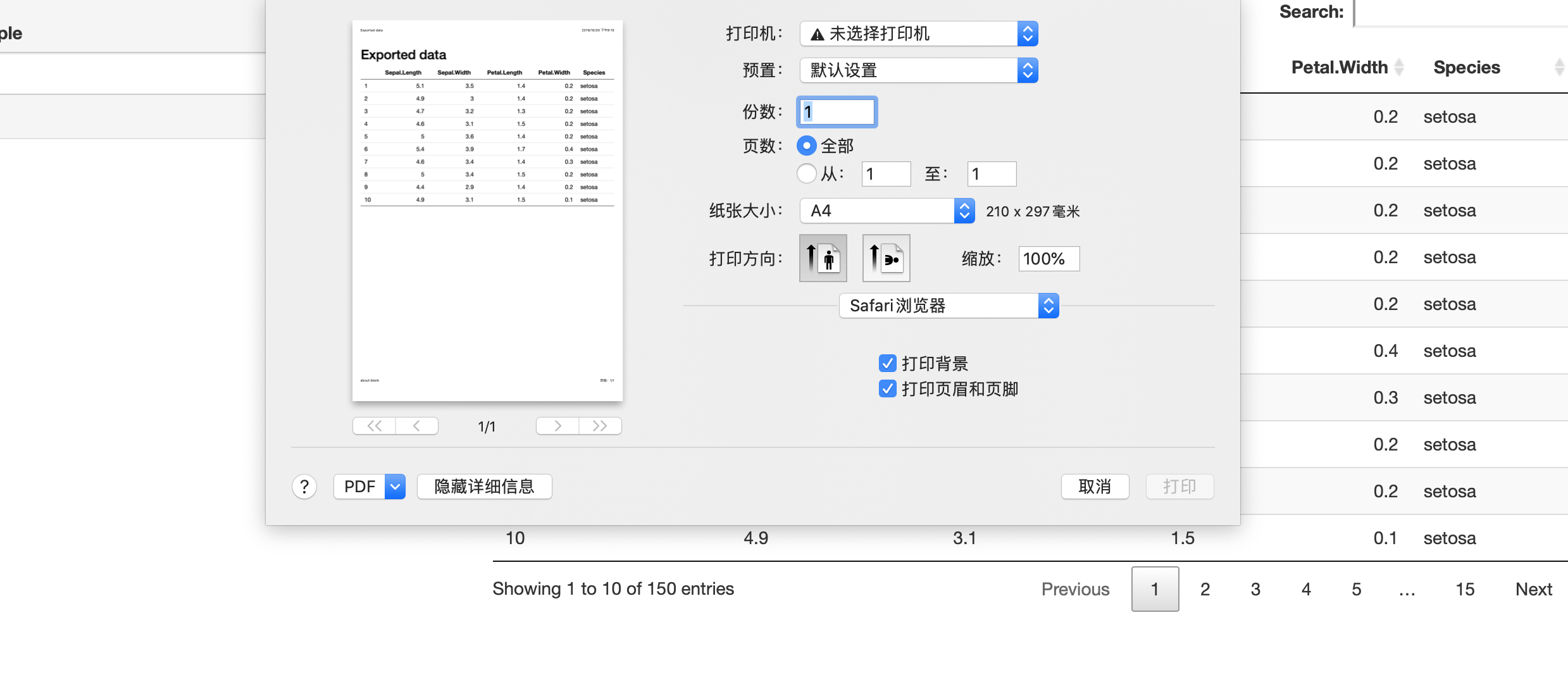 Extension Print Button Not Working Issue 725 Rstudio DT GitHub